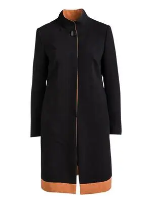 CONQUISTA Conquista Black Woven Crepe Coat With Camel Detail
