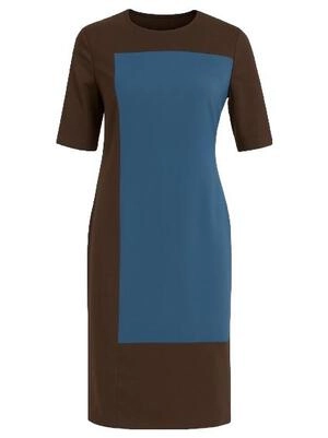 CONQUISTA Contrast Fabric Shift Dress - Blue