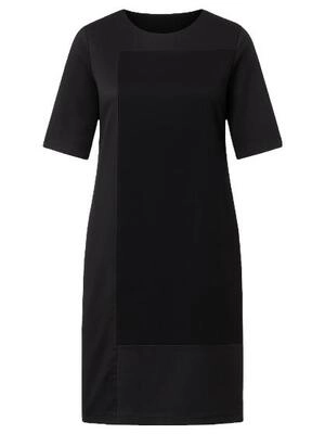 CONQUISTA Contrast Fabric Shift Dress - Black