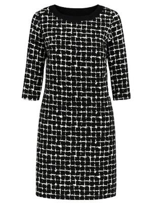 CONQUISTA Conquista Printed Sack Dress With Leather Look Trim