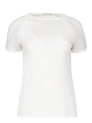 CONQUISTA Ecru Stretch Jersey Top With Sheer Net Sleeves - Beige