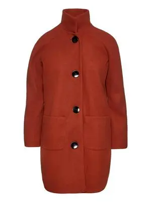 CONQUISTA Faux Mouflon Coat - Brown/red