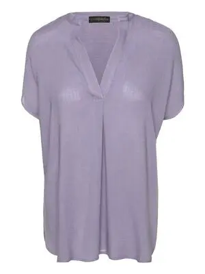 CONQUISTA Sleeveless Mandarin Collar Top - Purple