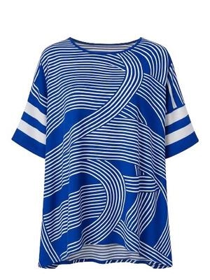 CONQUISTA Oversized Striped Top - Blue