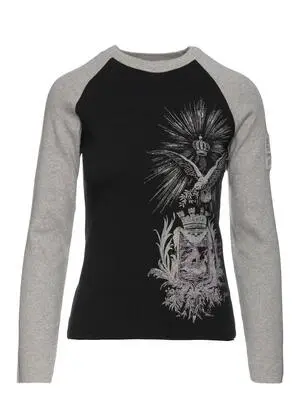 CONQUISTA Long Sleeve Top With Graphic Detail - Grey