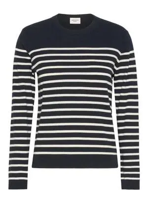 Max Mara Weekend Max Mara Striped Silk And Wool Sweater Navy Blue