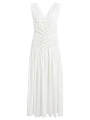 Khaite Nola Dress In Cotton Poplin - Chalk