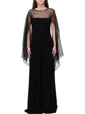 Alberta Ferretti Sheer Cape Dress - Black