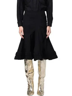 Dries Van Noten High-waisted Flared Cotton-blend Midi Skirt - Black