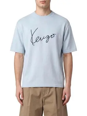 Kenzo Dropped Shoulder Pure Wool Logo T-shirt - Blue