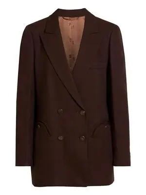 BLAZÉ MILANO Double-breasted Woven Blazer - Chocolate