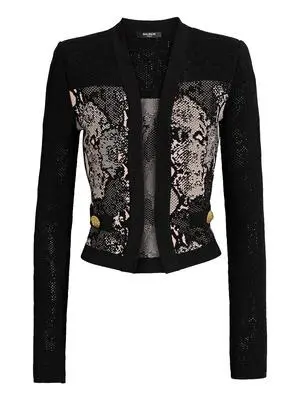 Balmain Jacquard Knit Button-detailed Jacket - Black