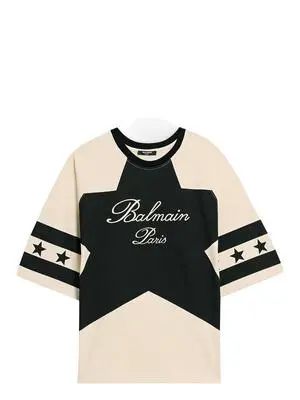 Balmain Printed Cotton T-shirt - Cream