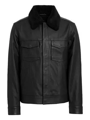 Paige Pedro Shearling-trimmed Leather Jacket - Black