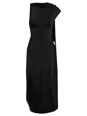 Victoria Beckham Embellished Draped Jersey Midi Dress - Black