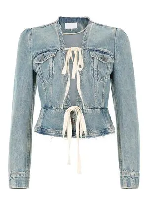 MAISON MARGIELA Jacket With Front Tie Detail - Denim