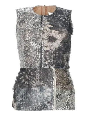 MAISON MARGIELA Maison Margiela Sleeveless Floral Sequin Top