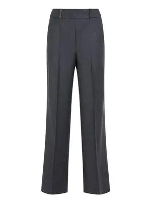 Peserico Straight-leg Virgin Wool Pants - Grey