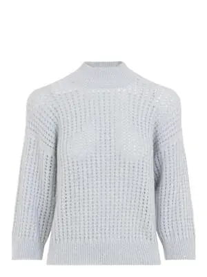 Peserico Mohair-wool Blend Textured Knit Sweater - Blue
