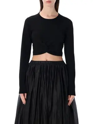 THE GARMENT Twisted Cropped Long-sleeve Top - Black