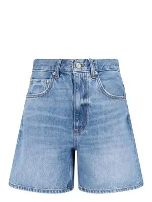 ANINE BING Straight Leg Cotton Jeans - Blue