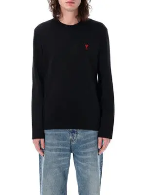 AMI Paris Of Coeur Organic Cotton Long-sleeve T-shirt With Classic Fit - Nero