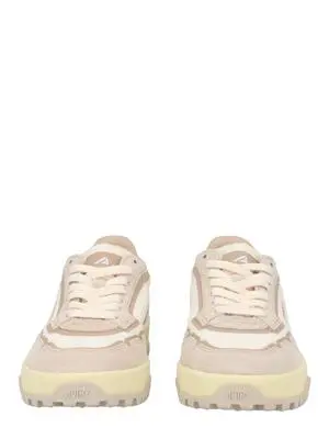 AUTRY Low Top Sneakers With Mixed-texture Upper - Beige