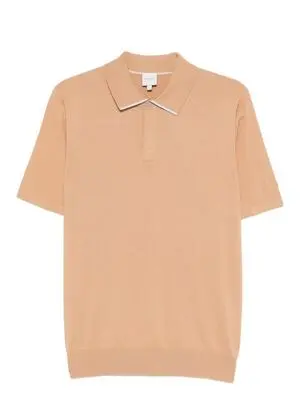 Paul Smith Button-up Ribbed Knit Short Sleeve Polo - Beige