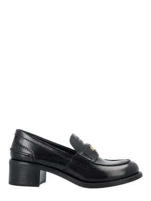 MIU MIU Miu Miu Mini Penny Loafer With Gold-Tone Saddle Strap And Block Heel