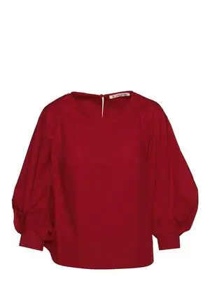 CONQUISTA Conquista Burgundy Top With Bishop Sleeves Red