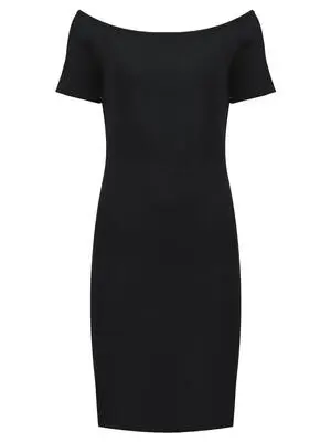CONQUISTA Conquista Off-Shoulder Ribbed Dress Black
