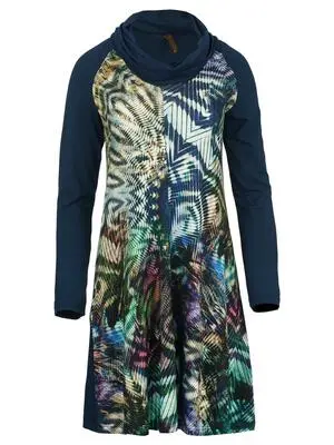 CONQUISTA Conquista A-Line Turtleneck Dress In Stretch Jersey