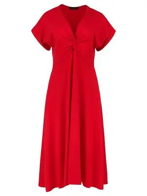 CONQUISTA Knot Detail Midi Dress - Red