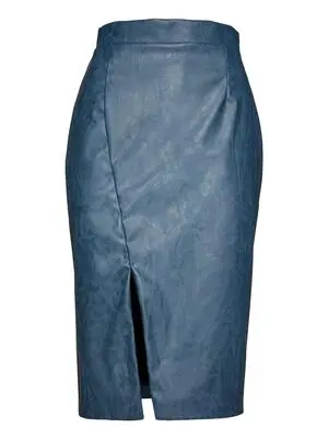 CONQUISTA Conquista Indigo Faux Leather Pencil Skirt With Asymmetrical Slit