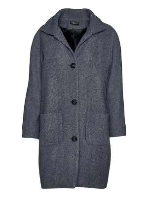 CONQUISTA Wool Blend Melange Coat - Grey