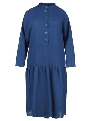 CONQUISTA Conquista Linen Style Oversized Midi Dress With Buttons