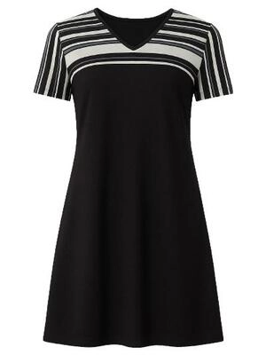 CONQUISTA A-line Dress With Stripe Detail - Black