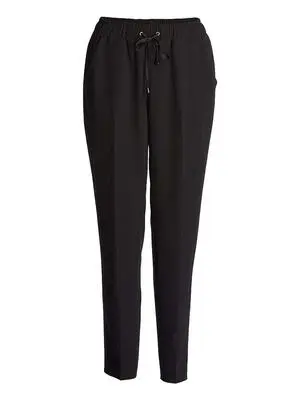 CONQUISTA Crepe Tapered Pants With Drawstring Waist - Black