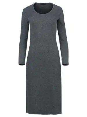 CONQUISTA Long Sleeve Ribbed Cotton-elastane Midi Dress - Grey