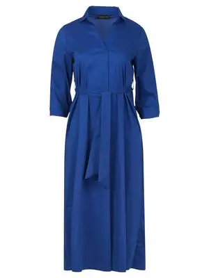 CONQUISTA Royal Midi Dress With Belt - Blue