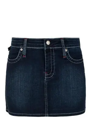 CONQUISTA Denim Mini Skirt With Embroidered Detail - Blue