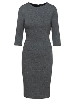 CONQUISTA Fitted Knit Dress With 3/4 Sleeves - Grey