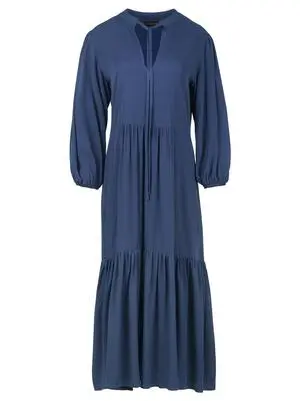 CONQUISTA Midi Dress With V-neck And Ties - Blue