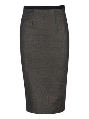 CONQUISTA Printed Stretch Punto Di Roma Pencil Skirt With Slit - Black