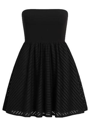 CONQUISTA Strapless Two-in-one Mini Dress - Black