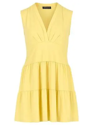 CONQUISTA Sleeveless V-neck Tiered Jersey Dress - Yellow