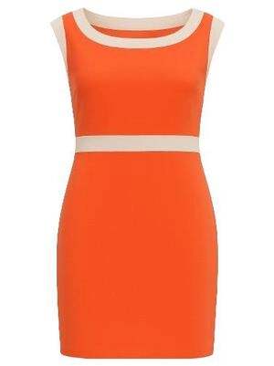 CONQUISTA Cap Sleeve Boatneck Mini Dress With Contrast Panels - Orange