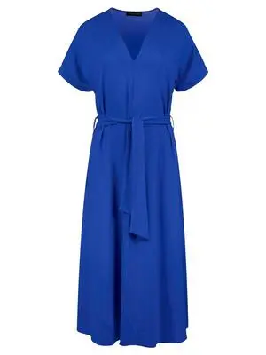 CONQUISTA Royal Belted Midi Dress - Blue