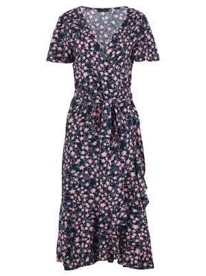CONQUISTA Viscose Midi Dress With Floral Print - Pink