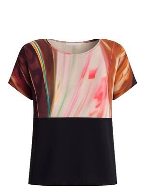 CONQUISTA Printed Detail Top - Black